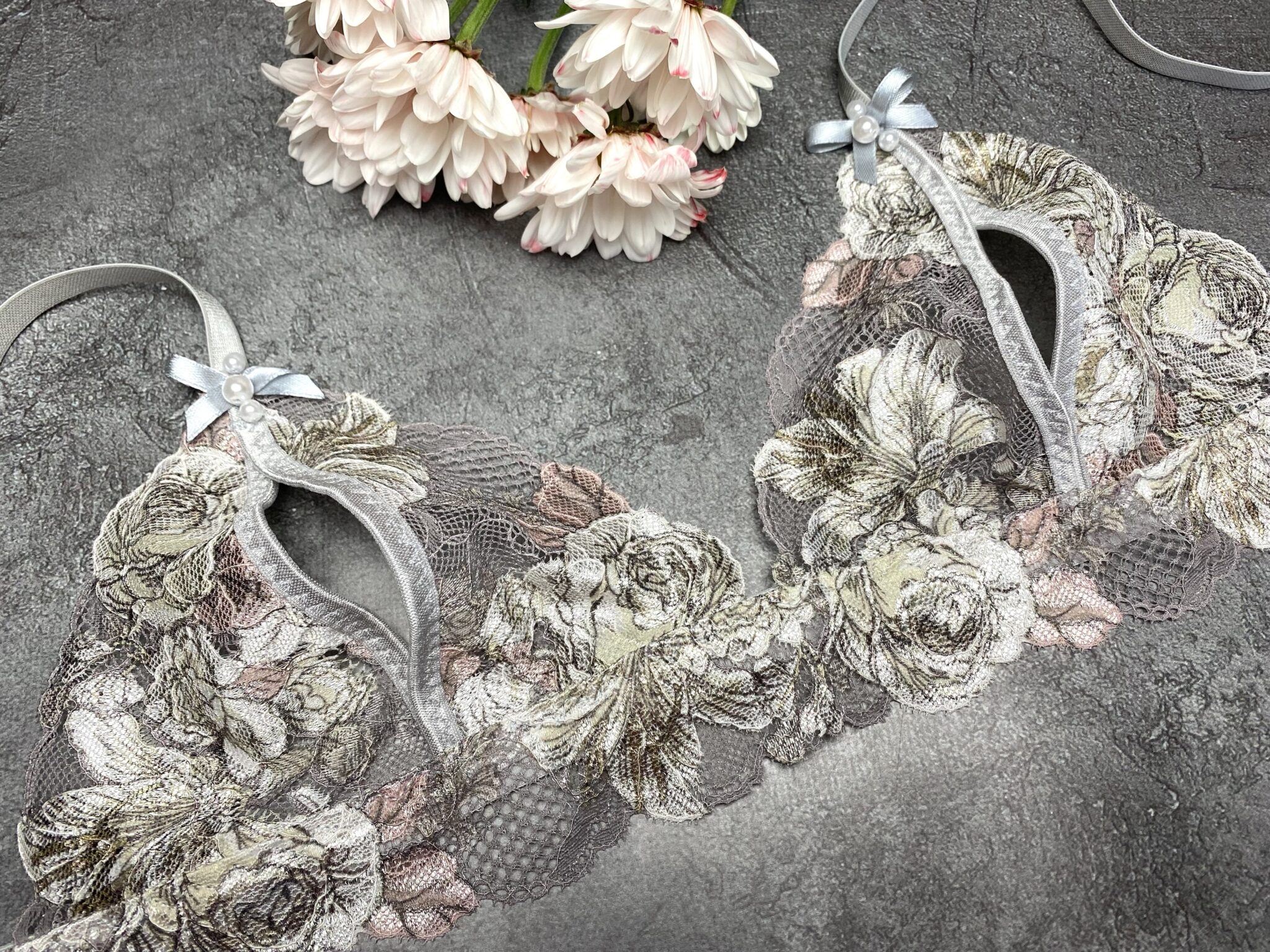 Grey lace open bra | Open access bra (handmade) - Miss Impreza