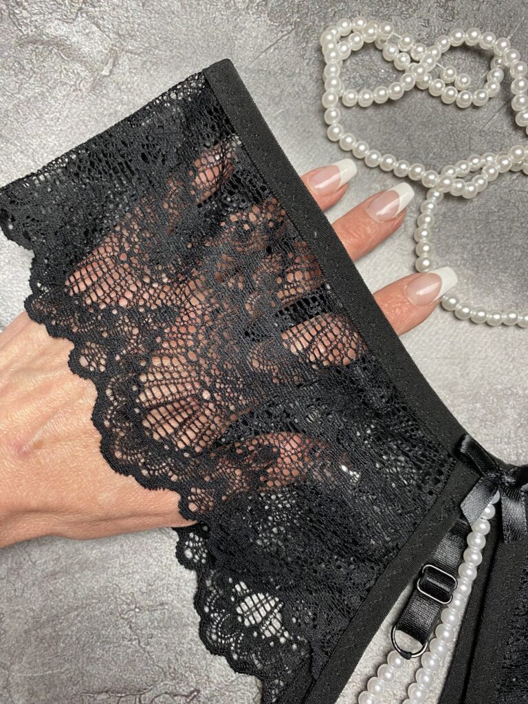 Black Pearled Crotchless Panties Lace Panties With Pearl Handmade